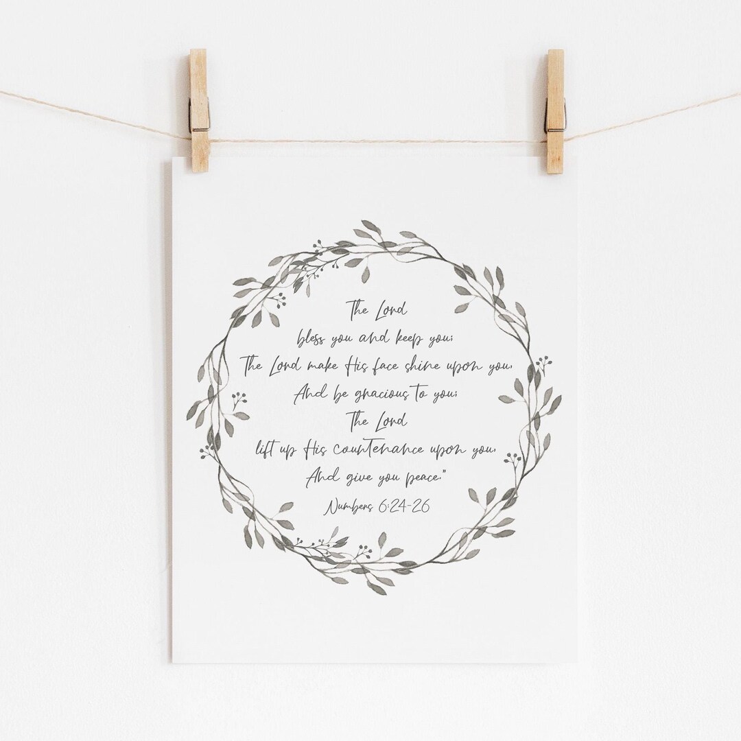 Scripture Art Print, Numbers 6:24-26 Bible Verse Wall Art, Christian ...
