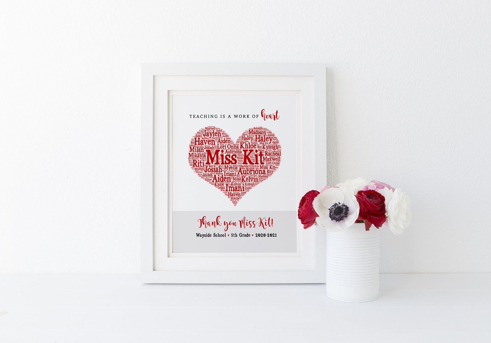 TEACHER Gifts Personalized Heart Teacher Art Print Teaching | Etsy