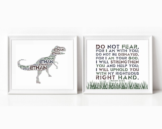 T Rex Dinosaur Nursery Print and Bible Verse Print Set of - Etsy