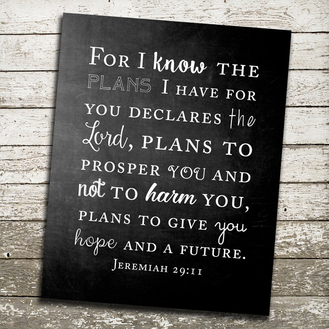 Bible Verse Wall Art Print- Scripture Art for the Wall - Jeremiah 29 11 ...