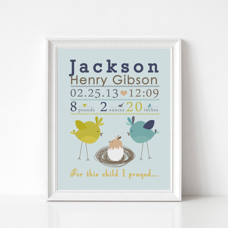 Newborn Baby Birth Information Art Print, Birth Details Nursery Art ...