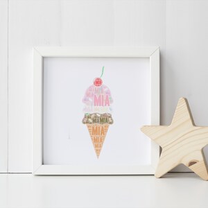 ICE CREAM Nursery Art Print and Hymn Art, Set of Two, Tis so Sweet to ...