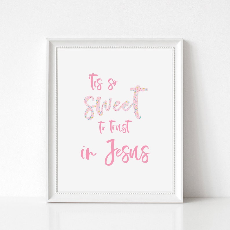 Tis so Sweet to Trust in Jesus Art Print for Kids, Christian Hymn Wall ...