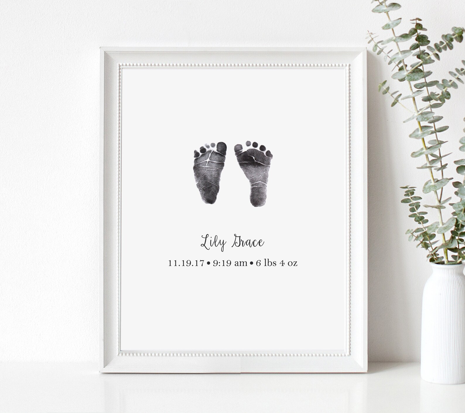 Baby Footprint Art Print Personalized Foot Print Wall Art - Etsy