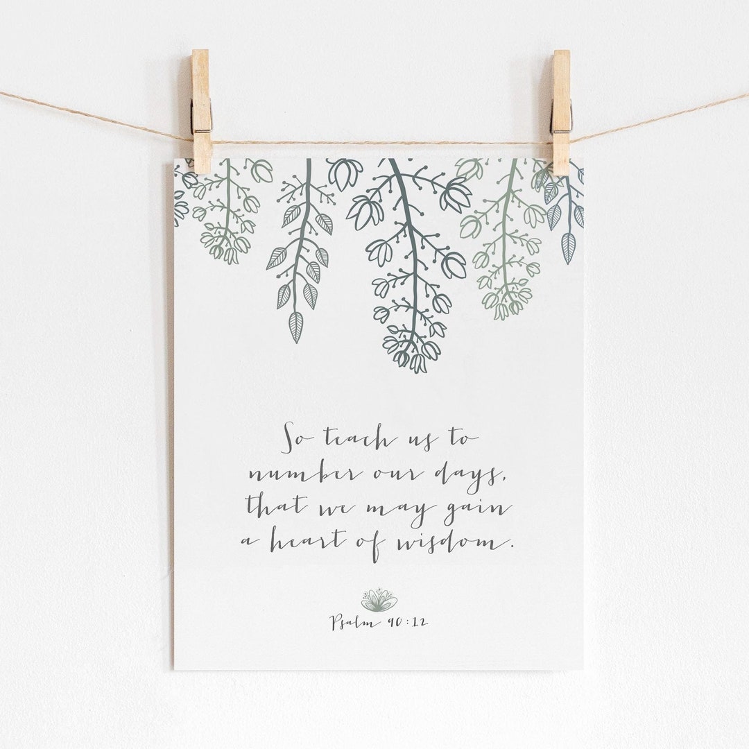 Scripture Print, Bible Verse Wall Art, Christian Sign, so Teach Us to ...