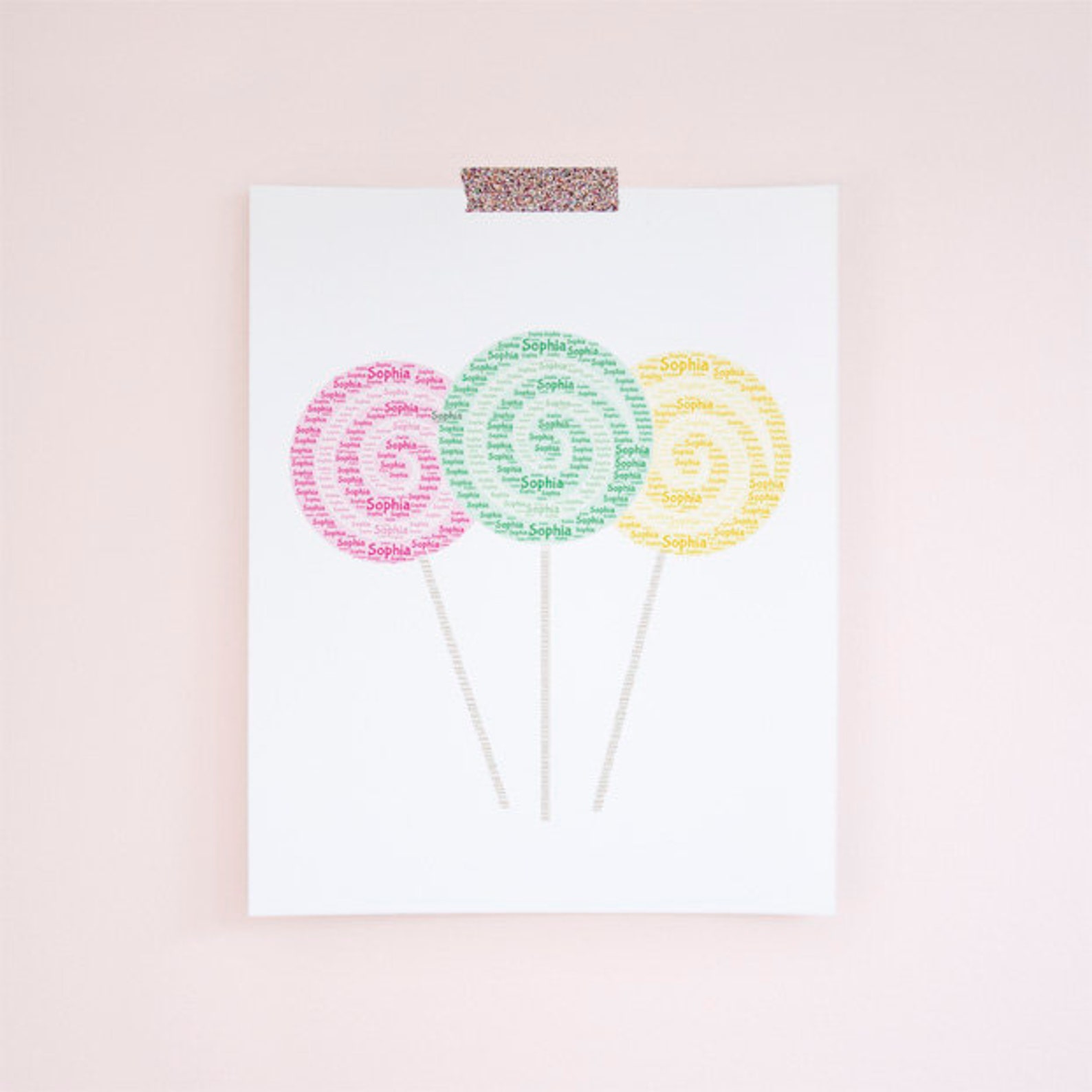 Custom Swirl Lollipop Art Print, Personalized Lollipop Nursery Wall Art ...