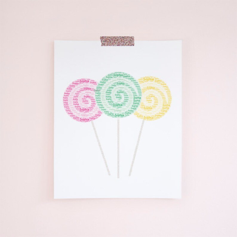 Custom Swirl Lollipop Art Print Personalized Lollipop Nursery | Etsy