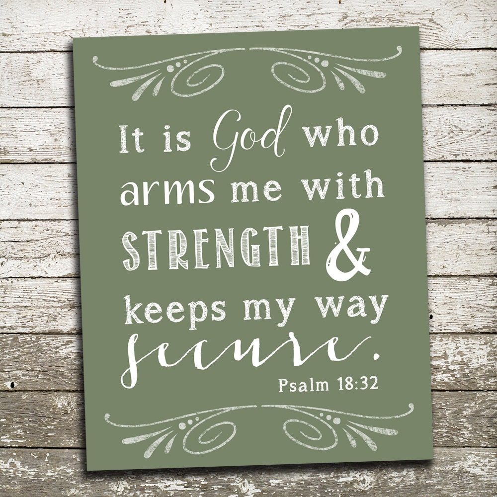Bible Verse Print for the Wall Psalm 18-32 Scripture Art | Etsy