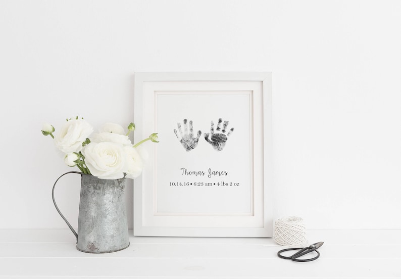 Baby Handprint Art Print Personalized Hand Print Wall Art | Etsy