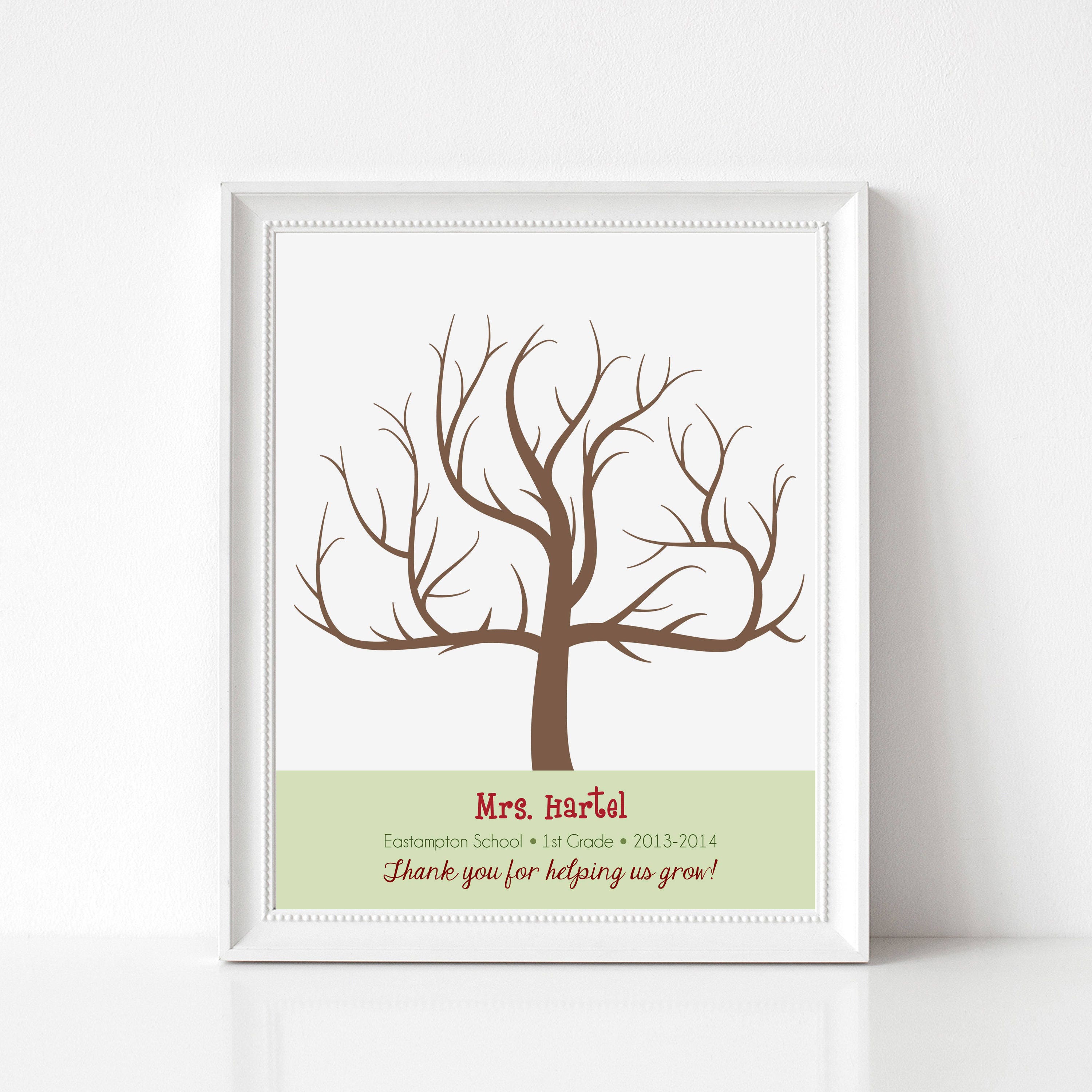 Teacher Gift Fingerprint Tree Printable Digital File | Etsy