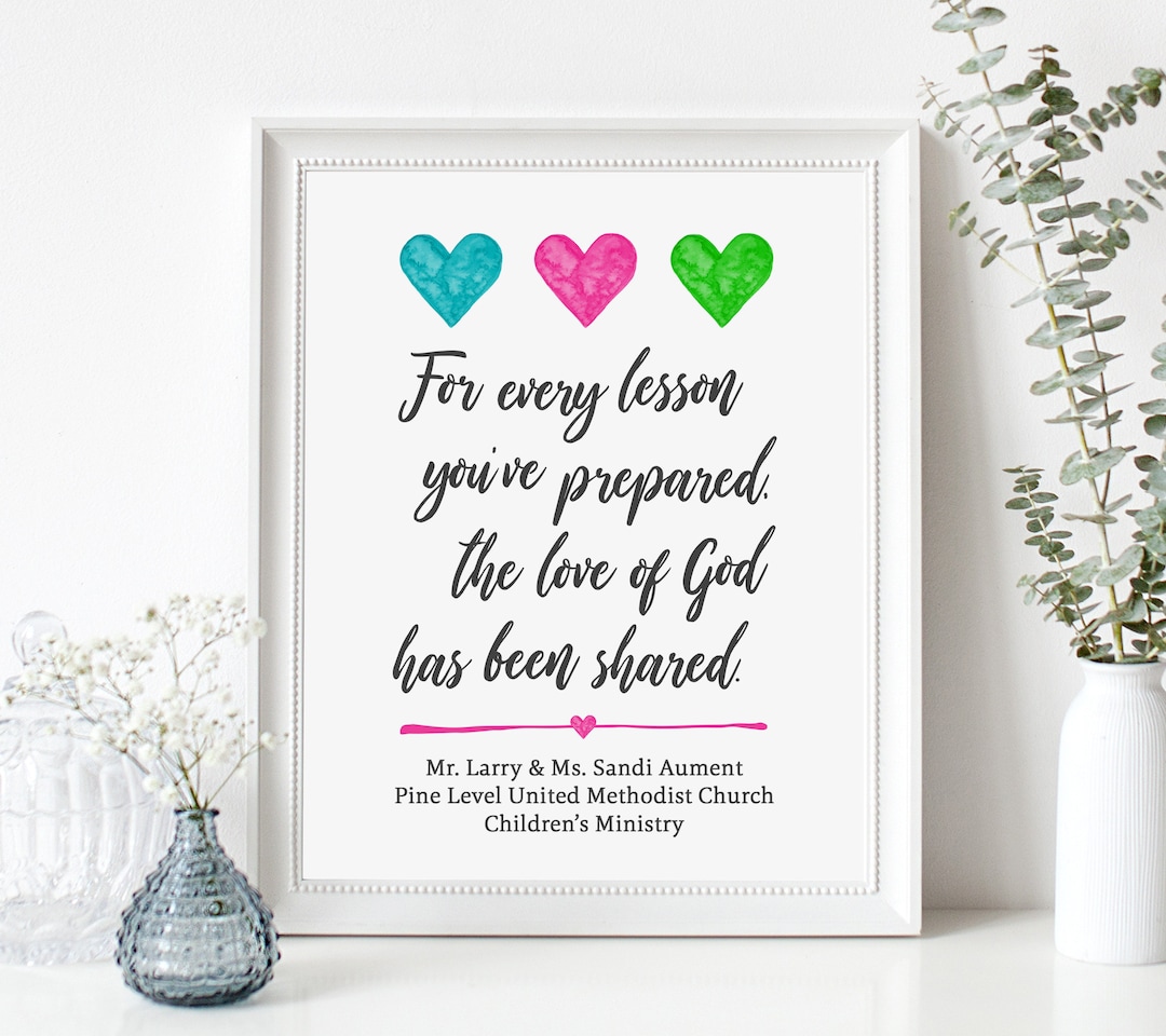 Sunday School Teacher Gift, Personalized Children's Pastor Appreciation ...