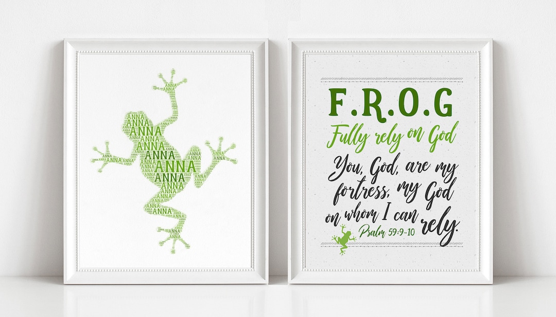 Frog Nursery Art and Bible Verse Print - Set of Two - Etsy