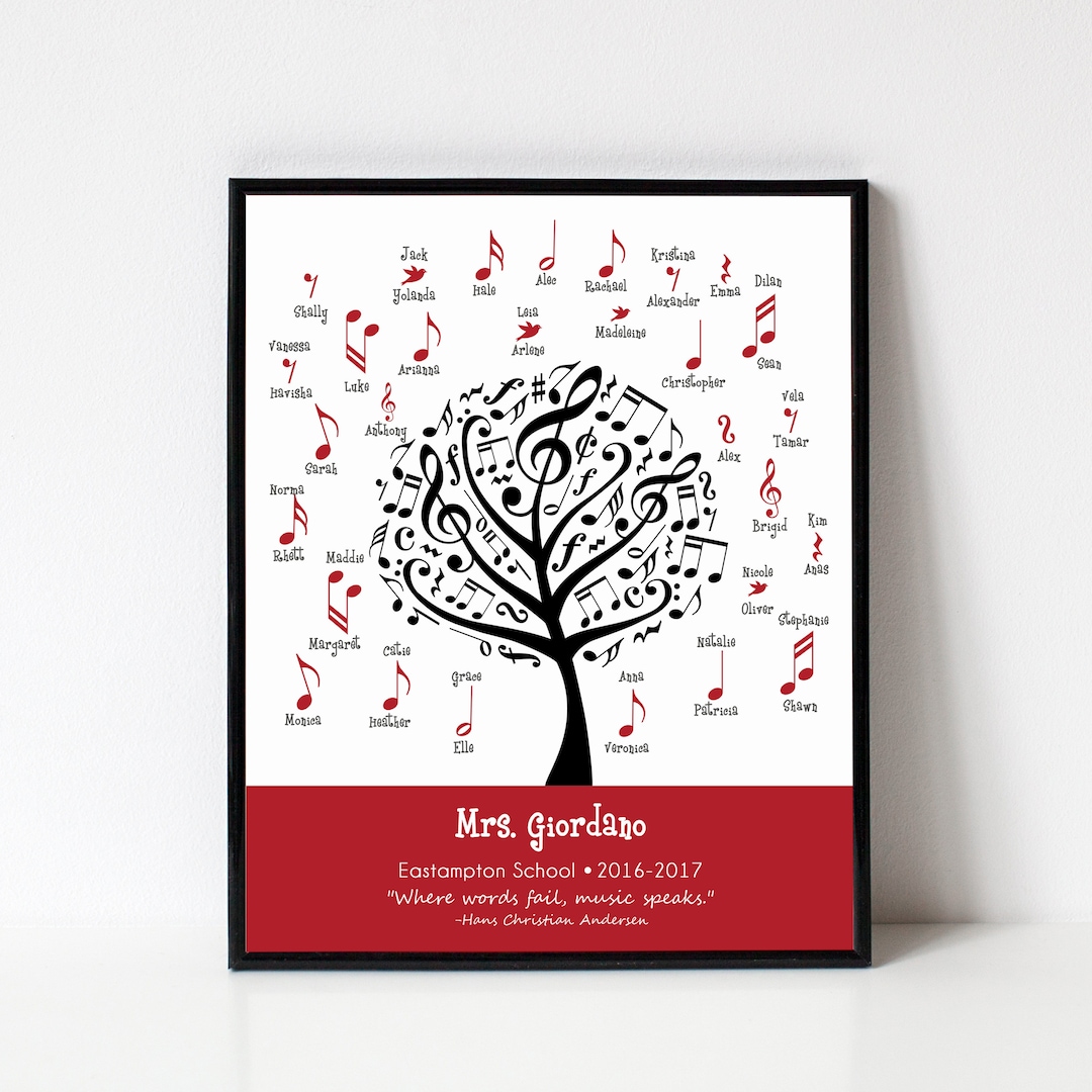 MUSIC Teacher Gift, Choir Teacher Art Print, Personalized With Student ...