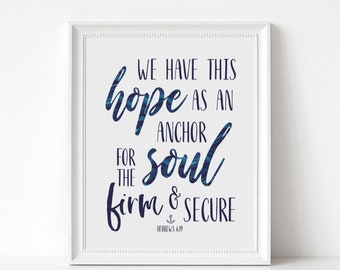 Hebrews 6:19 Print We Have This Hope Anchor Bible Verse - Etsy
