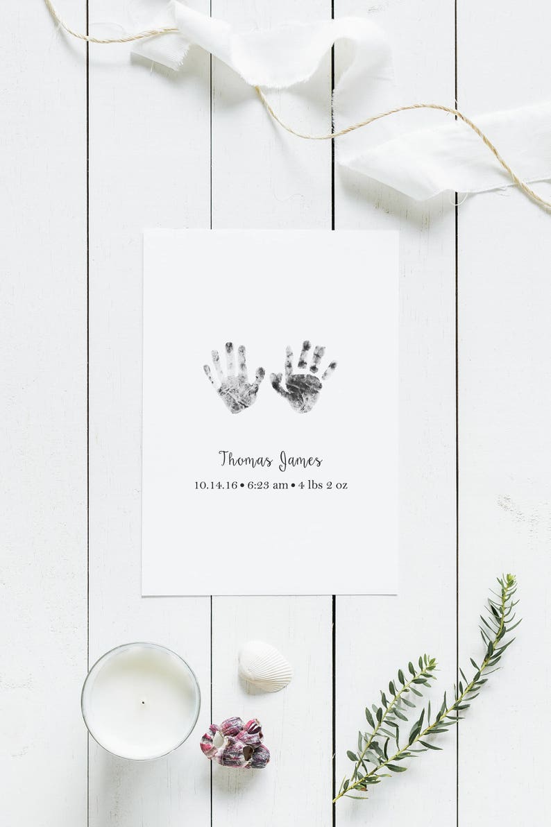 Baby Handprint Art Print Personalized Hand Print Wall Art | Etsy