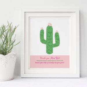 TEACHER Gifts, Cactus Teacher Appreciation Gift Print, Personalized ...