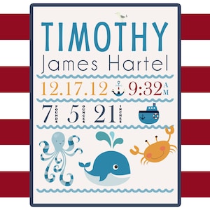 Custom Birth Stats Nursery Print - Gift for Newborn Baby Girl or Boy ...