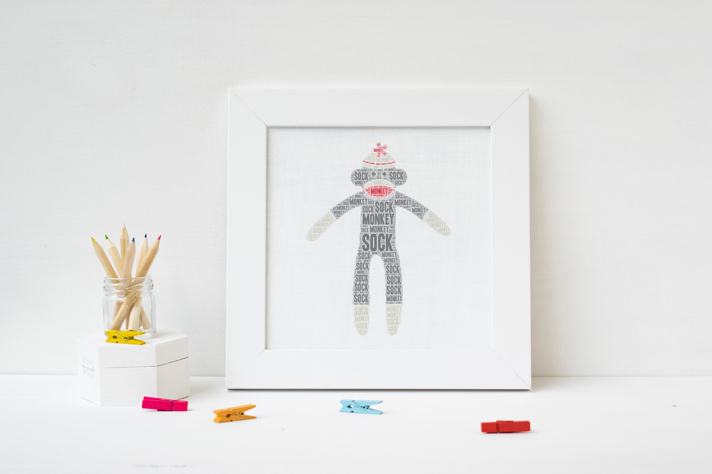 Custom Sock Monkey Nursery Art Print, Personalized Sock Monkey Nursery ...