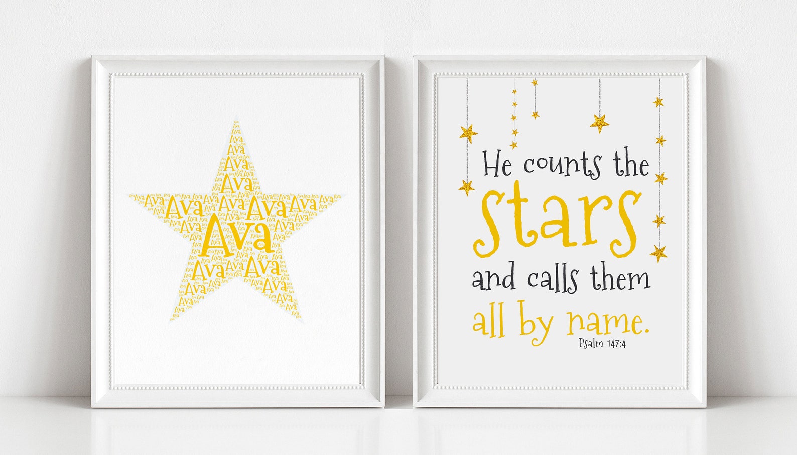 Custom STAR Nursery Art Print and Bible Verse Print SET of | Etsy