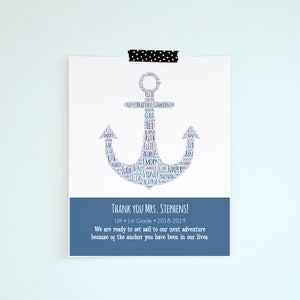TEACHER Gifts, Teacher Appreciation Gift Print, Personalized Anchor ...