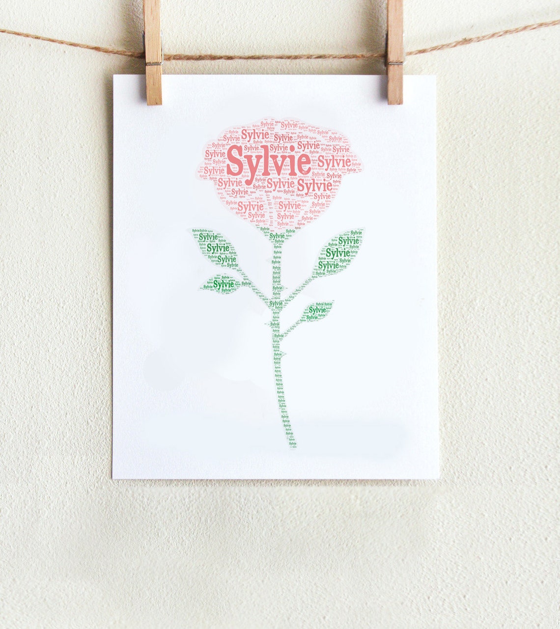 Rose Print Custom Flower Name Art Garden Themed Room Decor - Etsy