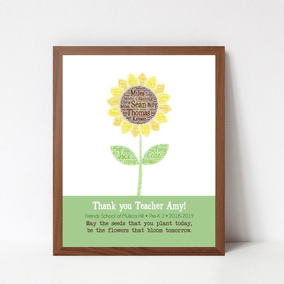 TEACHER Gift, Teacher Appreciation Gift Print, Personalized Sunflower ...