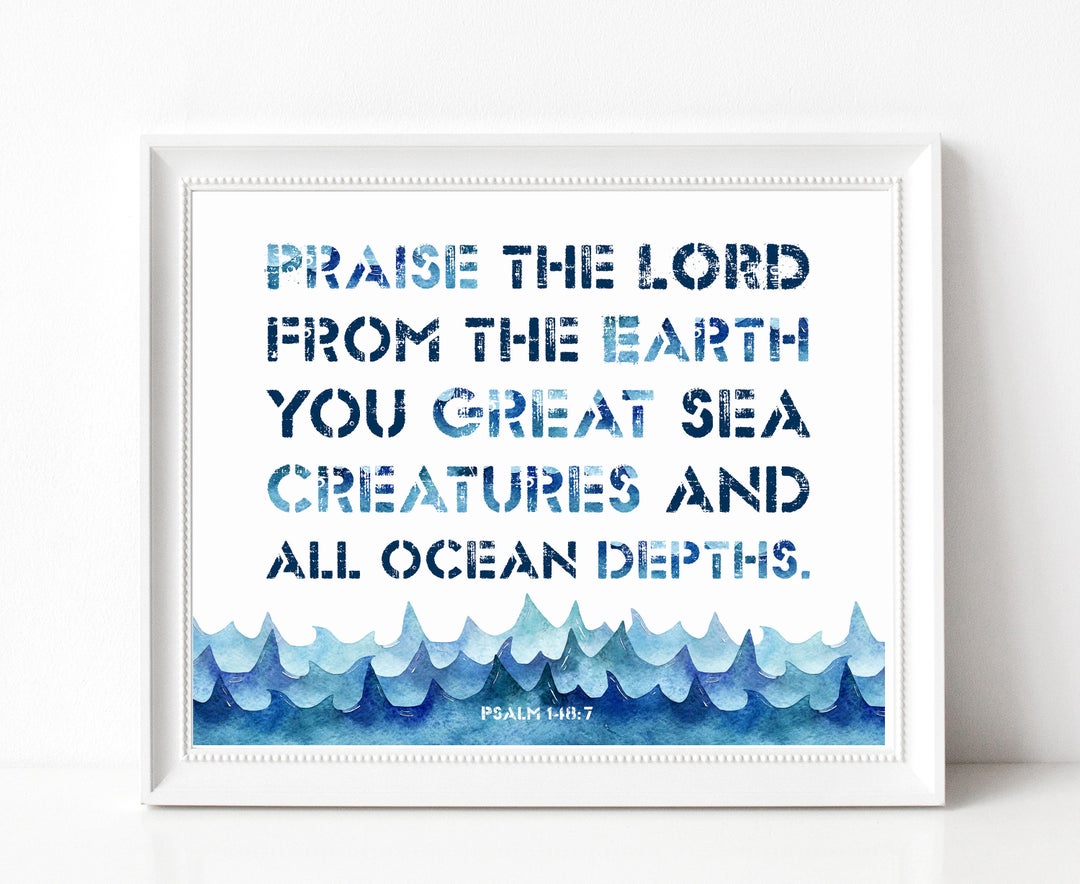 Kids Bible Verse Print, Ocean Theme Scripture Art, Nautical Wall Decor ...