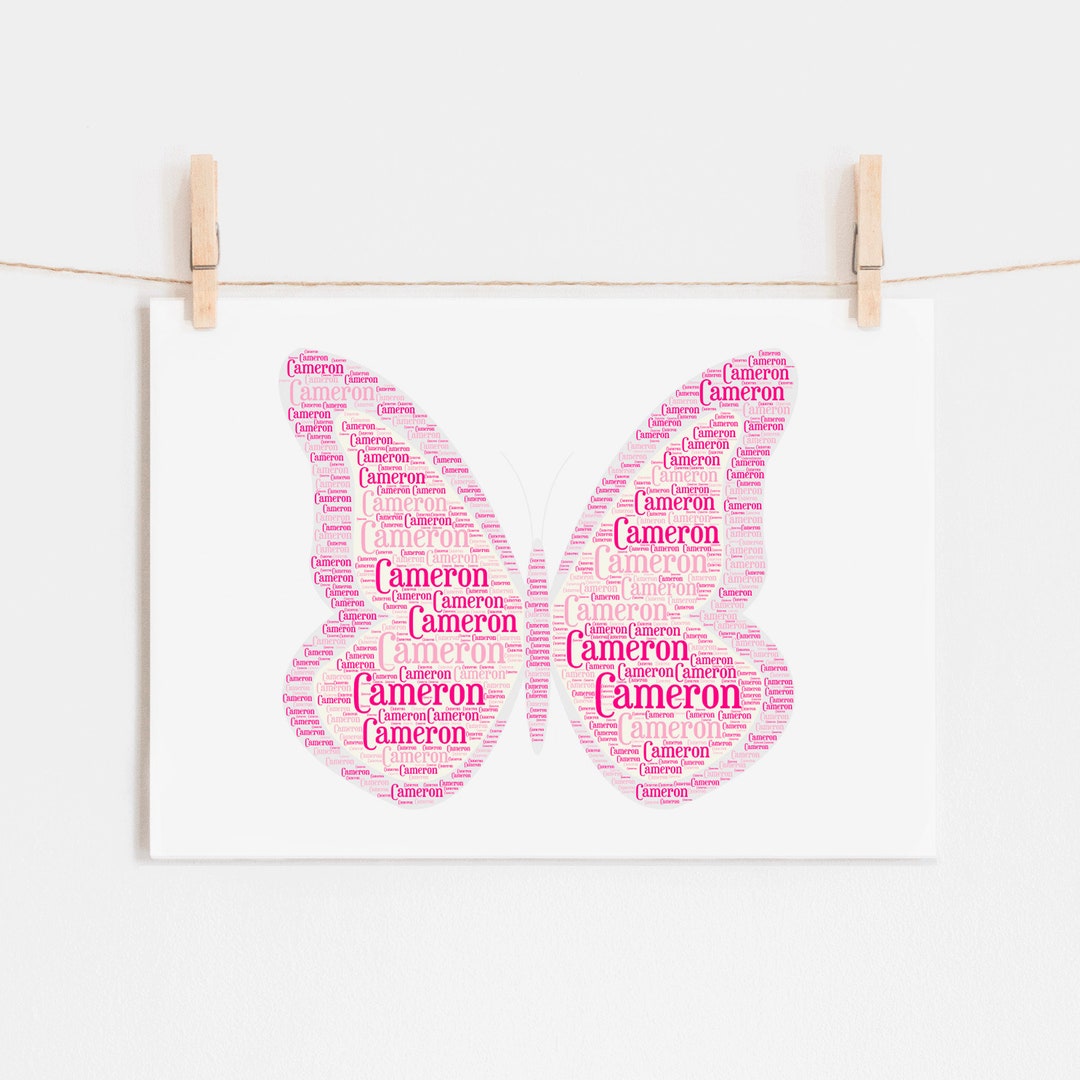 Custom BUTTERFLY Name Art Print, Butterfly Themed Room Decor, Wall Art ...