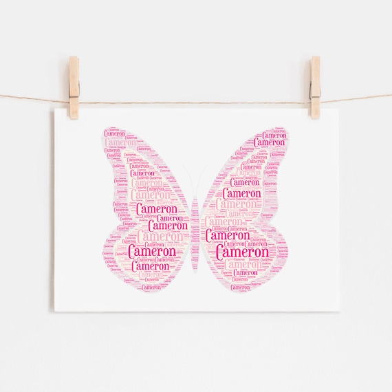 Custom BUTTERFLY Name Art Print Butterfly Themed Room Decor | Etsy