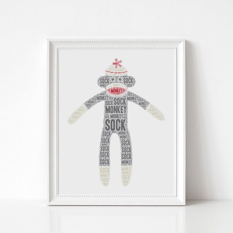 Custom Sock Monkey Nursery Art Print, Personalized Sock Monkey Nursery ...