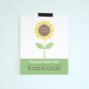 TEACHER Gift, Teacher Appreciation Gift Print, Personalized Sunflower ...
