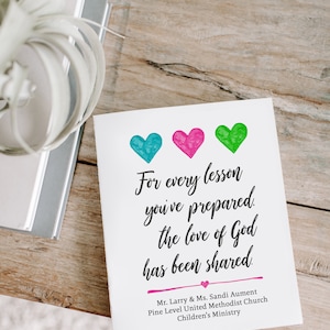 Sunday School Teacher Gift, Personalized Children's Pastor Appreciation ...