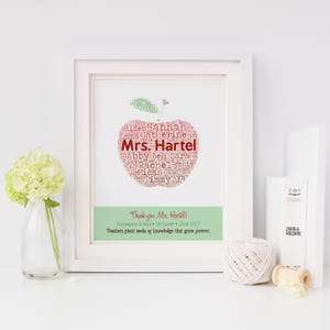 TEACHER Gifts, Apple Teacher Name Sign, Personalized Apple Print With ...