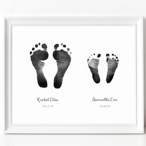 Siblings or Twins Handprint And/or Footprint Art, New Baby Gift With ...