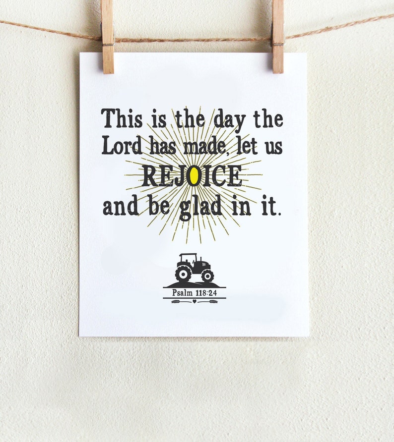Kids Bible Verse Print, Tractor and Farm Theme Scripture Art, Psalm 118 ...