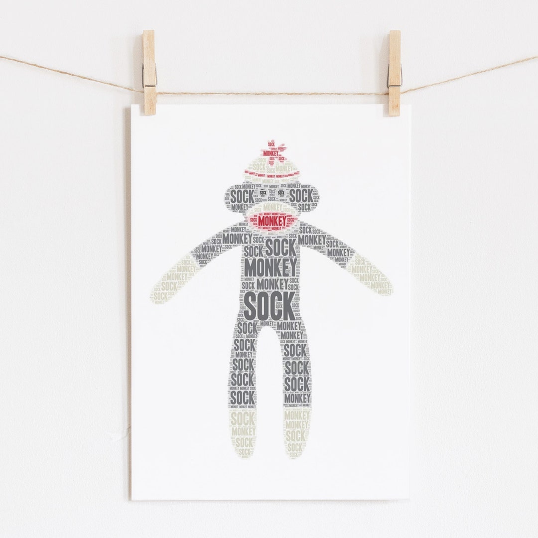 Custom Sock Monkey Nursery Art Print, Personalized Sock Monkey Nursery ...