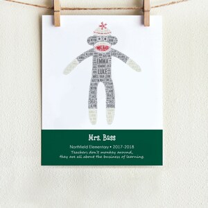 TEACHER Gifts, Personalized Sock Monkey Print With Student Names ...