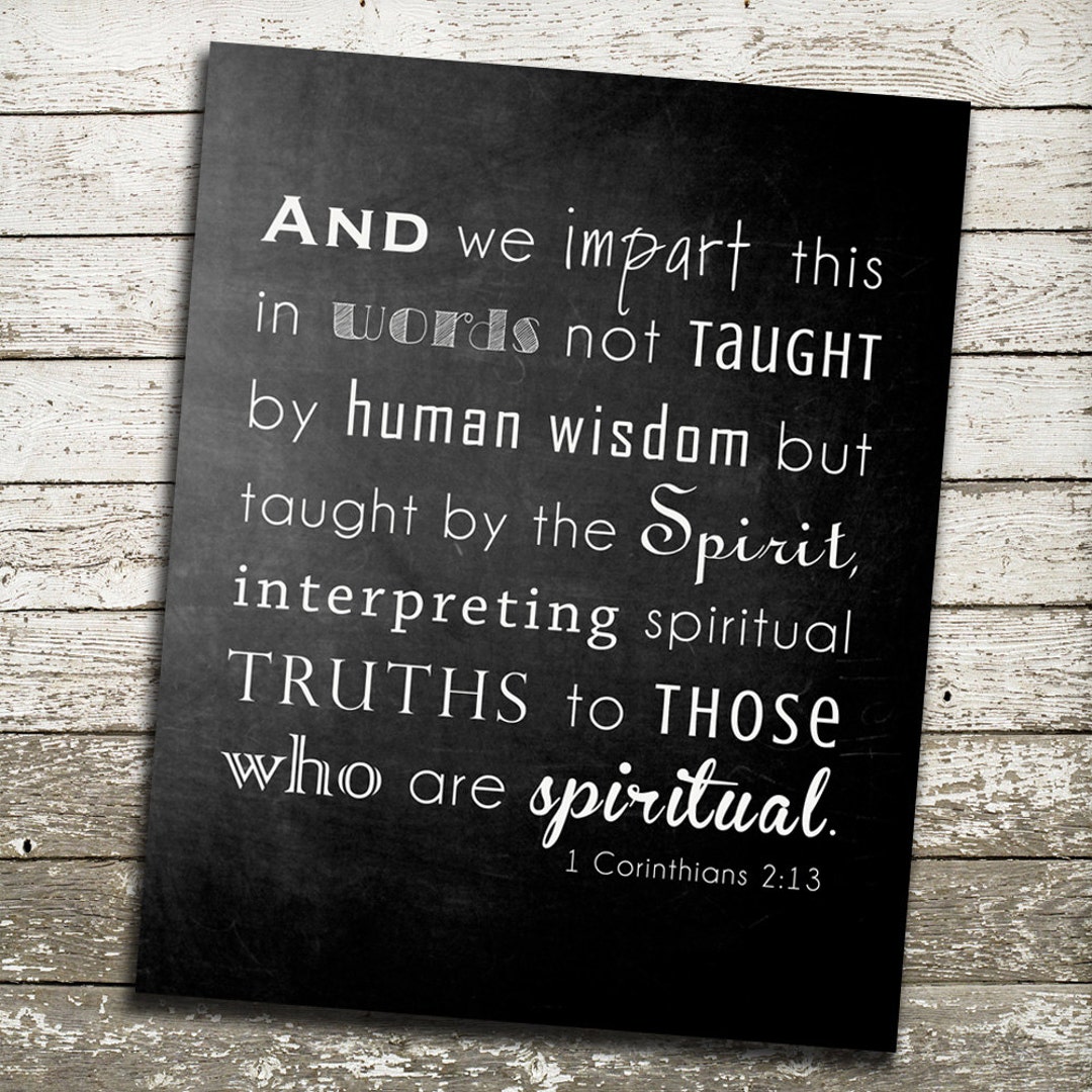 Bible Verse Wall Art Print - Scripture From 1 Corinthians 2:13 - Gift ...