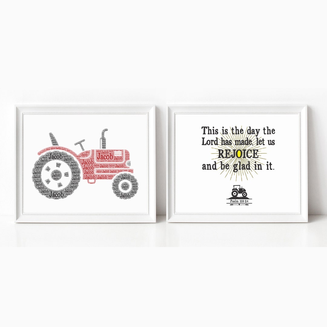 Custom TRACTOR Art Print and Scripture Print for Kids, SET of Two, This ...
