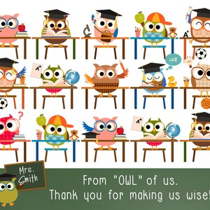 Teacher Gifts, Owl Themed Art Print, Gift From Class, End of Year Gift ...