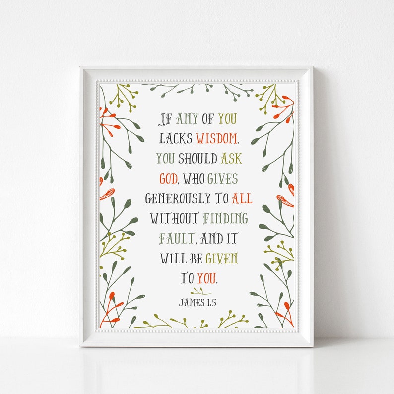 Kids Bible Verse Print Kids Scripture Art James 1:5 - Etsy