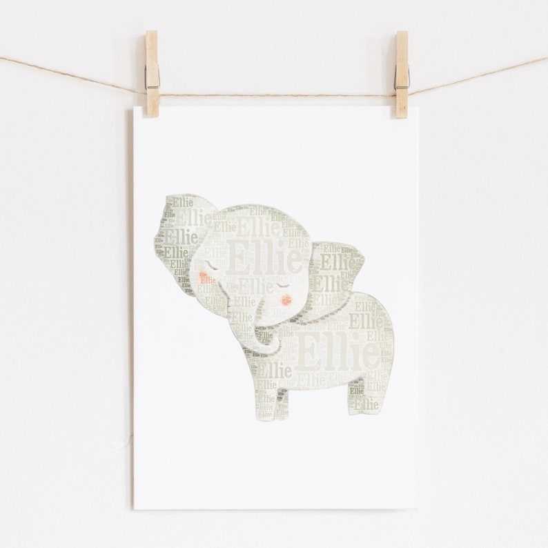 Personalized ELEPHANT Nursery Art Print, Safari Nursery Decor, Kids ...