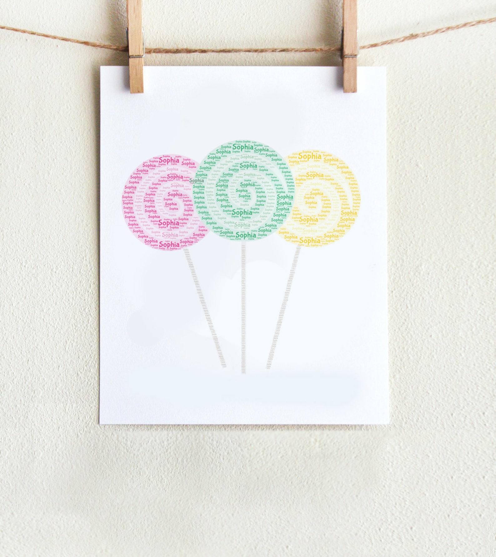 Custom Swirl Lollipop Art Print, Personalized Lollipop Nursery Wall Art ...