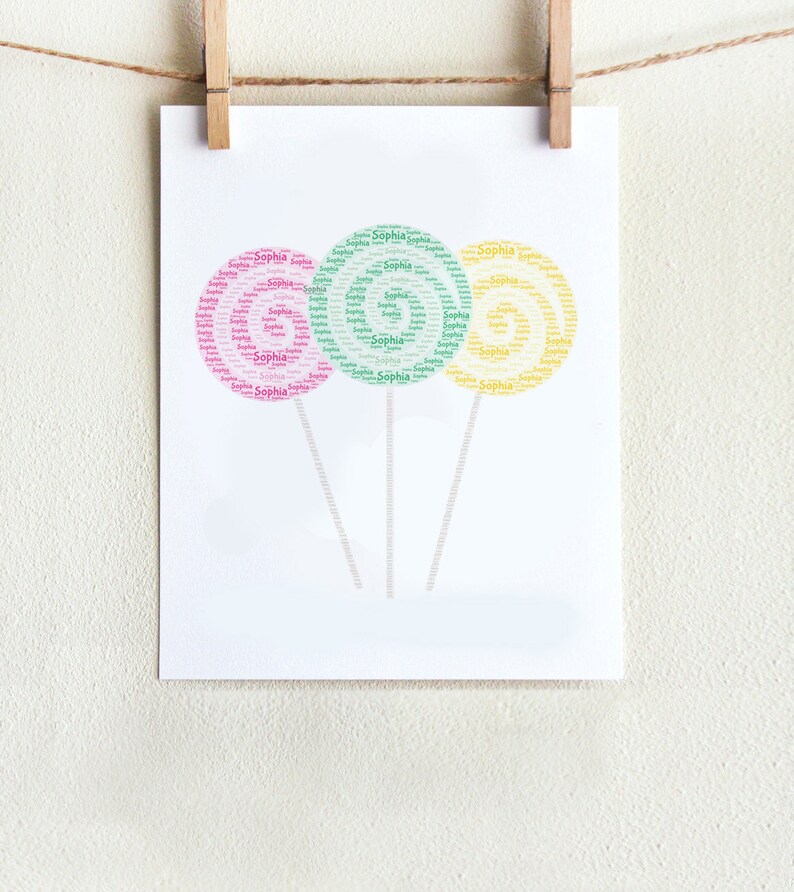 Custom Swirl Lollipop Art Print Personalized Lollipop Nursery | Etsy