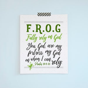 FROG - Fully Rely on God Kids Bible Verse Print, Kids Scripture Art ...