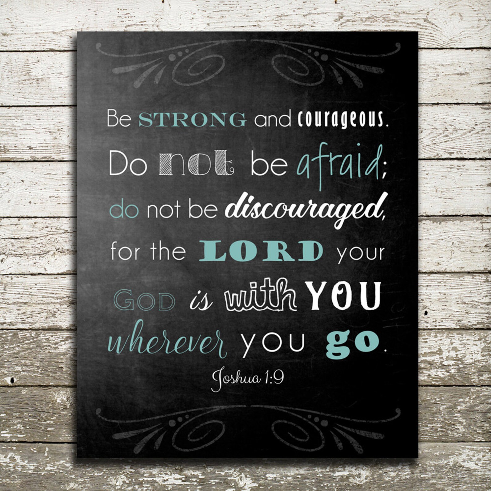 Bible Verse Art Print Joshua 1-9 Scripture Sign for the - Etsy