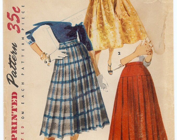 Vintage 1950s Pleated Skirt Sewing Pattern Simplicity 1314 - Etsy
