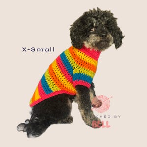 Multi-size Crochet Dog Jumper Pattern, Stripe, Colourful, XS, S, M, L ...