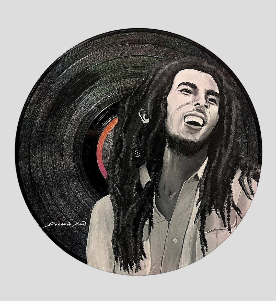 Bob Marley Portrait on Vinyl Record - Etsy