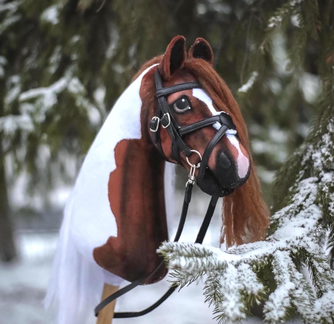 Handmade Pinto Hobby Horse With Bridle: Chestnut Riding Toy - Etsy